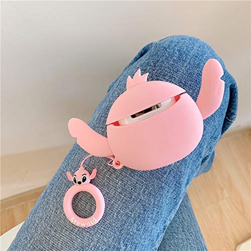 COCOMII Cartoon Case Compatible with AirPods - Silicone, Slim, Matte, Cute Funny Animated, Anxiety & Stress Relief, Keychain Ring, Fingerprint Resistant, Anti-Scratch, Shockproof (Stitch Face)