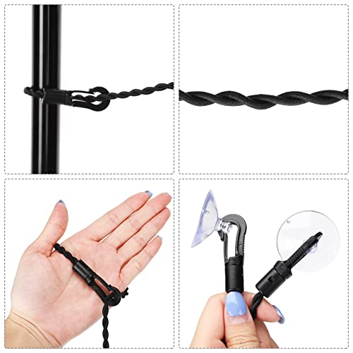 2 Pieces Travel Clothesline Portable Retractable Clothesline with Hooks and Suction Cups Camping Accessories Cruise Essentials for Outdoor and Indoor Use (Black)