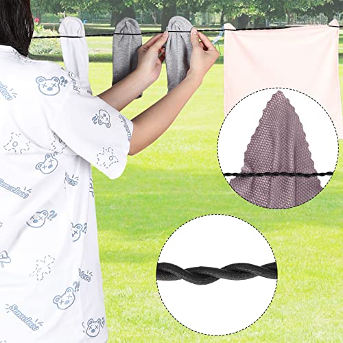 2 Pieces Travel Clothesline Portable Retractable Clothesline with Hooks and Suction Cups Camping Accessories Cruise Essentials for Outdoor and Indoor Use (Black)