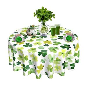 suqkxco st. patrick's day round tablecloth 60 inch watercolor shamrock table cloths spill proof table covers for kitchen party dinner tabletop decoration