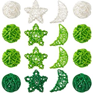 36 pcs st patrick's day rattan balls stars moon diy vase filler craft bowl wicker rattan balls green ball vase filler decoration hanging for table wedding party decor ornament