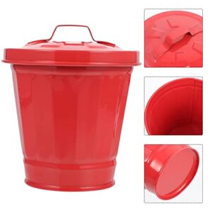 POPETPOP Galvanized Trash Can with Lid Mini Desktop Wastebasket Metal Garbage Bin Pen Holder Flowerpot Metal Utility Pail Small Buckets Organizer Kitchen Countertop Trash Containers