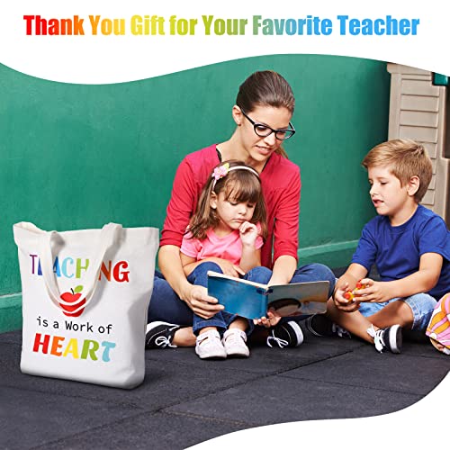 Xuniea 6 Pcs Teacher Appreciation Gifts for Women Graduation Tote Canvas Shopping Bags with Pocket (Cute Style)