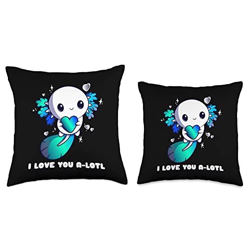 Valentines Day Cute Axolotol Boyfriend Girlfriend I Love You A-Lotl, Axolotl Valentines Day Cute Kawaii Gift Throw Pillow, 16x16, Multicolor