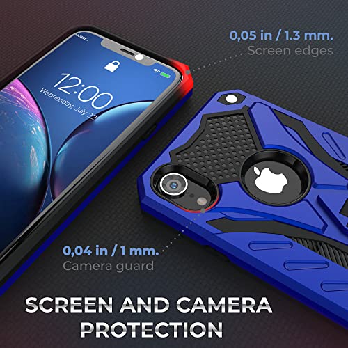 Kitoo Made in USA Defender Designed for iPhone XR Eco-Friendly Case with Kickstand, Military Grade Shockproof 12ft. Drop Tested - Blue