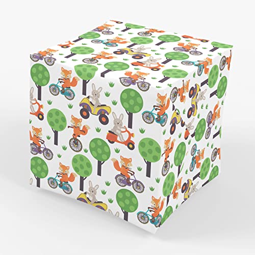 Stesha Party Woodland Animal Gift Wrapping Paper for Baby Shower, Birthday, Holiday - Folded Flat 30 x 20 Inch (3 Sheets)