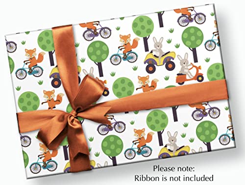 Stesha Party Woodland Animal Gift Wrapping Paper for Baby Shower, Birthday, Holiday - Folded Flat 30 x 20 Inch (3 Sheets)