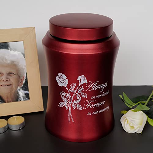 Large Cremation Urns for Adult Human Ashes, Up to 220 lbs Decorative Urn with Flower Design for Female Male Ashes with Velvet Bag(Rose of Love)