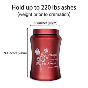 Large Cremation Urns for Adult Human Ashes, Up to 220 lbs Decorative Urn with Flower Design for Female Male Ashes with Velvet Bag(Rose of Love)