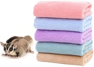 wcdjomop 5 pcs sugar glider blanket, hamster fleece cage liners, soft warm pet bedding mats sleep pad cover bath towels for hamster guinea pig rabbit squirrel chinchilla hedgehog (30x30cm, 5 pack)