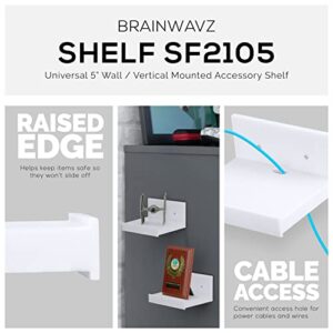 BRAINWAVZ 5” Small Floating Shelf, Adhesive & Screw in, for Bluetooth Speakers, Cameras, Plants, Toys, Books & More, Easy to Install Shelves (Shelf SF2105, White)