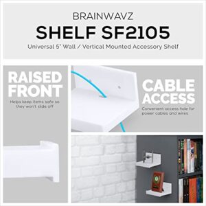 BRAINWAVZ 5” Small Floating Shelf, Adhesive & Screw in, for Bluetooth Speakers, Cameras, Plants, Toys, Books & More, Easy to Install Shelves (Shelf SF2105, White)