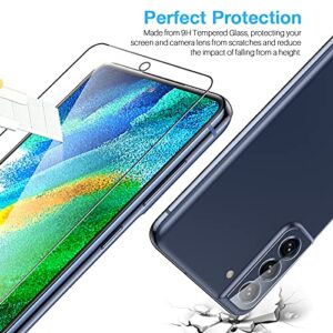 LK [5-in-1 2 Pack Samsung Galaxy S21 FE Screen Protector & 2 Pack Lens Protector with S21 FE Alignment Frame, 9H Tempered Glass, Scratch-Proof, [Fingerprint Unlock Support], Bubble-Free, 6.4-inch