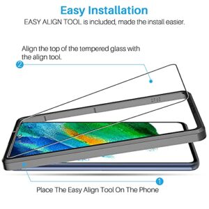 LK [5-in-1 2 Pack Samsung Galaxy S21 FE Screen Protector & 2 Pack Lens Protector with S21 FE Alignment Frame, 9H Tempered Glass, Scratch-Proof, [Fingerprint Unlock Support], Bubble-Free, 6.4-inch