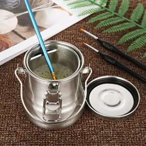 DIRBUY Oil Paint Brush Washer, Artist Brush Washer, Portable Stainless Steel Leak-Proof Paint Brush Washer with Lid and Filter Screen for Oil Painting, 3.9 Tall x 3.4 inch Diameter, Silver