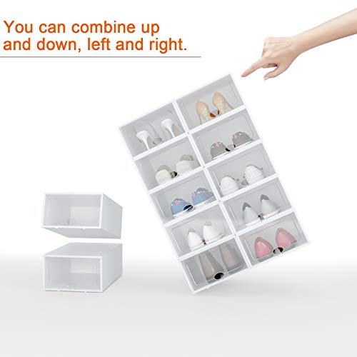 HOMIDEC Shoe Box, 12 Pack Shoe Storage Boxes Shoe Boxes Clear Plastic Stackable, Shoe Organizer Containers with Lids for Women/Men