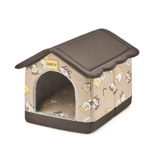 Jiupety Cozy Pet Bed House, Indoor/Outdoor Pet House, S Size for Cat and Small Dog, Warm Cave Sleeping Nest Bed for Cats and Dogs, Brown