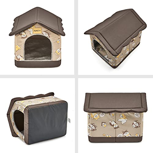 Jiupety Cozy Pet Bed House, Indoor/Outdoor Pet House, S Size for Cat and Small Dog, Warm Cave Sleeping Nest Bed for Cats and Dogs, Brown