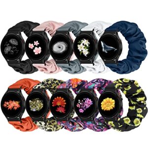 runostrich compatible with samsung galaxy watch 6/5/4 40mm 44mm/galaxy watch 6/4 classic/watch 5 pro bands, 10pack 20mm scrunchie cute stretchy watch band for garmin vivoactive 3/venu/venu 2 plus