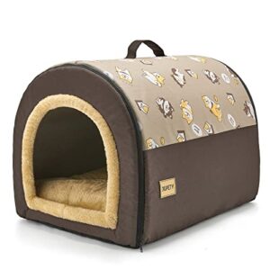 jiupety medium dog house, 2 in 1 dog house, l size for medium dog, portable dog house for medium dogs, brown