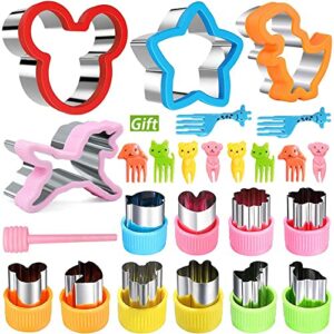 crethinkaty sandwich cutter set - 4 pieces sandwich cutters set dinosaur&unicorn&star shapes 10 pieces fruit shape cutters vegetable cutter set mini animal cookie cutter fruit stamps mold.