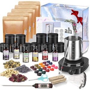 complete candle making kit with wax melter, making supplies,diy arts&crafts gift for kids,beginners,adults,including 500w electronic stove,wicks,rich scents,dyes,melting pot,candle tins