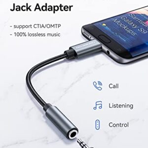 SOOMFON USB C to 3.5mm Audio Headphone Adapter USB Type C to Aux Female Headphone Jack Adapter Hi-Res DAC Dongle Cable for Samsung Galaxy S21 S20 Ultra, Pixel 4 3 2 XL, iPad Pro and More