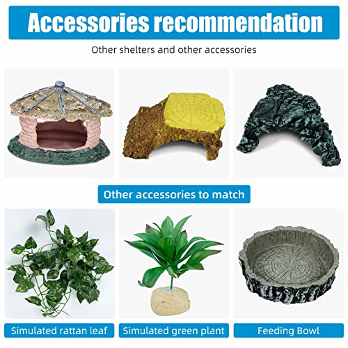 Bluecoco Reptile Tank Accessories Reptile Hide Basking Platform for Terrariums & Aquariums Bearded Dragons Gecko Frog Snake Hermit Crabs Turtle (Tree Holes)