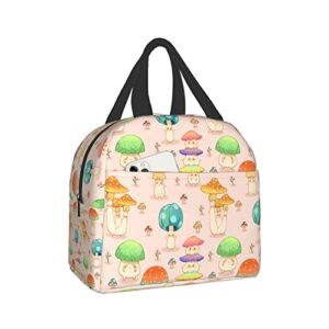 Cute Mushroom Portable Lunch Tote Bag Reusable Cute Lunch Box for Men and Women Perfect for Camping/Hiking/Picnic/Beach/Travel