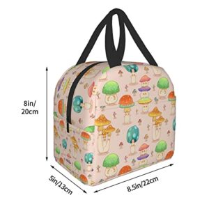 Cute Mushroom Portable Lunch Tote Bag Reusable Cute Lunch Box for Men and Women Perfect for Camping/Hiking/Picnic/Beach/Travel