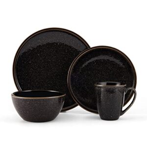 mikasa barrett 16 piece dinnerware set, service for 4, black