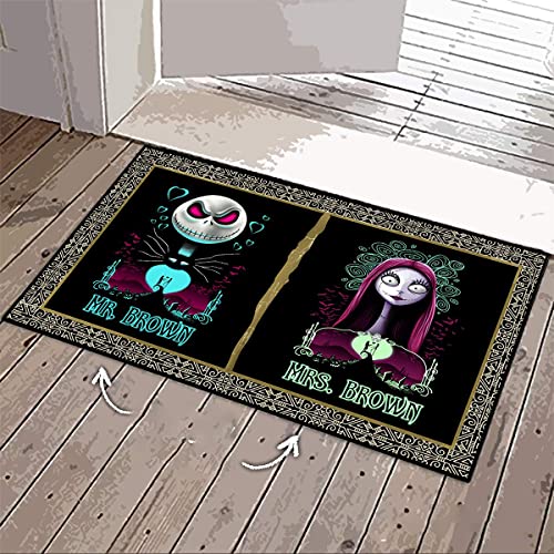 Door Mat Indoor Entrance Front Personalized Jack and Sally Custom Name Couple Doormat Shoe Room Area Rugs Housewarming Gifts Home Decor