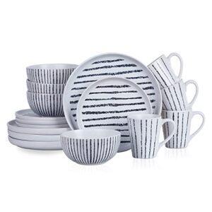 Stone Lain Nova Stoneware Dinnerware Set, 16-Piece Service for 4, Black