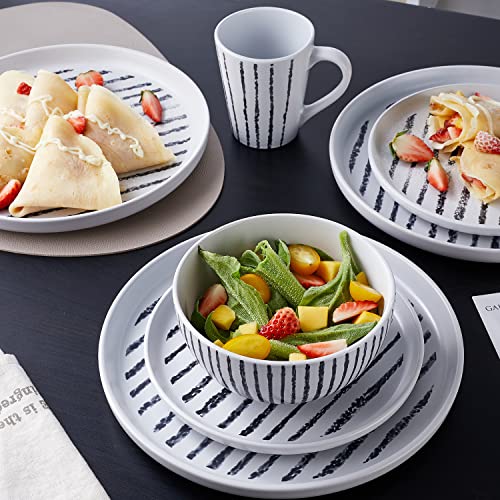 Stone Lain Nova Stoneware Dinnerware Set, 16-Piece Service for 4, Black