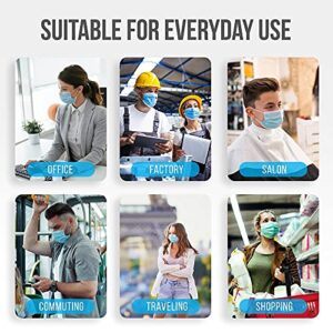 Disposable Face Masks 50 PCS 3 Layer Protection Breathable Face Masks, For Dust Covering, Protective Dust Filter, PPE Safety Mouth Cover, and Nose Shield - SereneLife 50 Blue