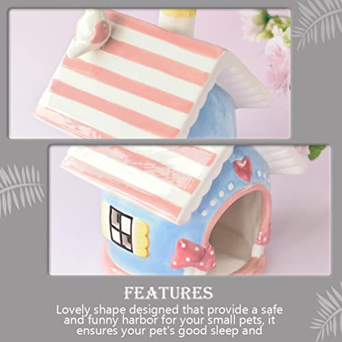 balacoo Large Ceramic Hideout Large Ceramic Hideout Ceramic Hamster House Pet Hideout: Mini Hamster Hamster Sleeping Bed Mini Hut Cage Summer Cooling Hideaway for Chinchilla Small Animal