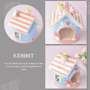 balacoo Large Ceramic Hideout Large Ceramic Hideout Ceramic Hamster House Pet Hideout: Mini Hamster Hamster Sleeping Bed Mini Hut Cage Summer Cooling Hideaway for Chinchilla Small Animal