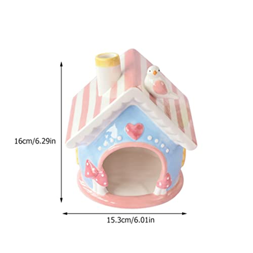 balacoo Large Ceramic Hideout Large Ceramic Hideout Ceramic Hamster House Pet Hideout: Mini Hamster Hamster Sleeping Bed Mini Hut Cage Summer Cooling Hideaway for Chinchilla Small Animal