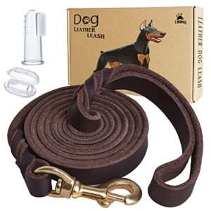 lwbmg leather dog leash 6ft, heavy duty dog leash, strong durable genuine leather braided dog leash, soft and comfortable leather leash for large, medium and small dogs training