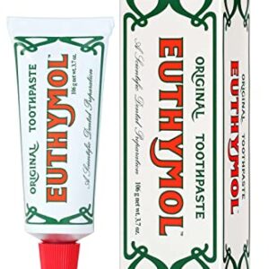 [Euthymol] Natural Flouride-Free Formula/Strong Mint Flavor for Fresh Breath, 3.7 oz | Classic Pink Toothpaste for Fresh Breath, Plaque & Tartar Remover | Travel Size Aluminum Recyclable Tube