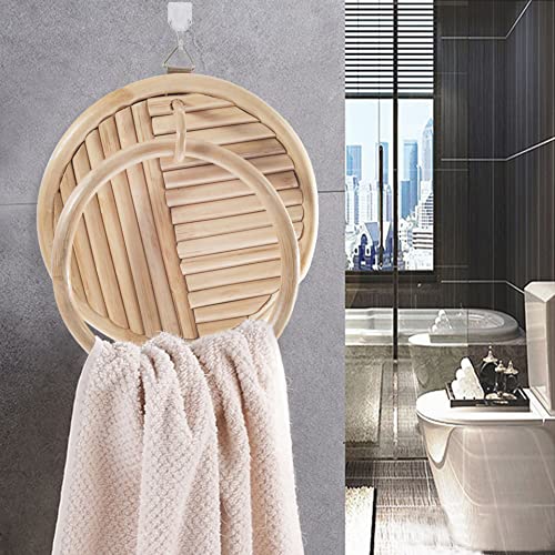 BemiaoCrafts Rattan Towel Ring Wicker Decorative Wall Mounting Handmade Round Hanging Towel Holder Circle Towel Rack Natural Holder Hanger Rack for Bath & Household