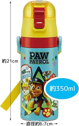 Skater SKDC3-A Children's 2-Way Stainless Steel Kids Water Bottle with Cup, 11.8 fl oz (350 ml), Paw Patrol Boys