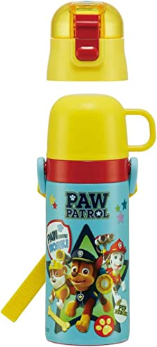 Skater SKDC3-A Children's 2-Way Stainless Steel Kids Water Bottle with Cup, 11.8 fl oz (350 ml), Paw Patrol Boys