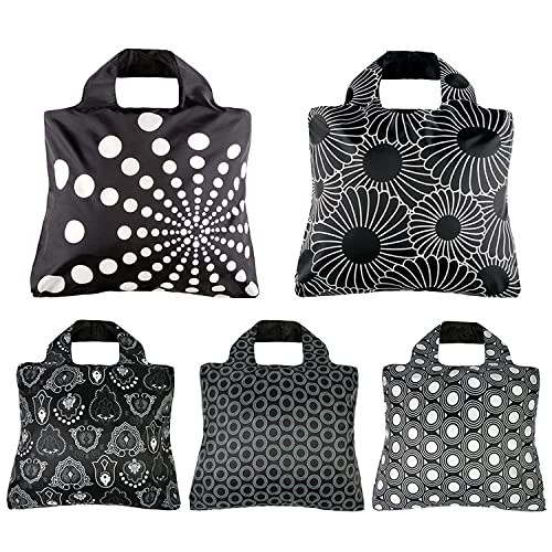 Envirosax Reusable Bag Polyester Shopping Grocery Tote Bags Set of 5 Monochromatic Designs Water Resistant