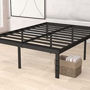 Goltriever King Platform Bed, 18 Inch High Heavy Duty Metal Frame, 4000Lbs Non-Slip Steel Slats Support Bed Frame with Storage, No Box Spring Needed, Easy Assembly, Black