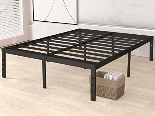 Goltriever King Platform Bed, 18 Inch High Heavy Duty Metal Frame, 4000Lbs Non-Slip Steel Slats Support Bed Frame with Storage, No Box Spring Needed, Easy Assembly, Black