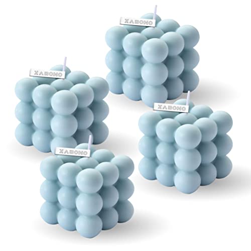 Xanobo 4Pcs - Aesthetic Bubble Candle Cute Decor Cube Shaped Candles Cool Candles for Fun and Aesthetic Shelf Décor (Blue)