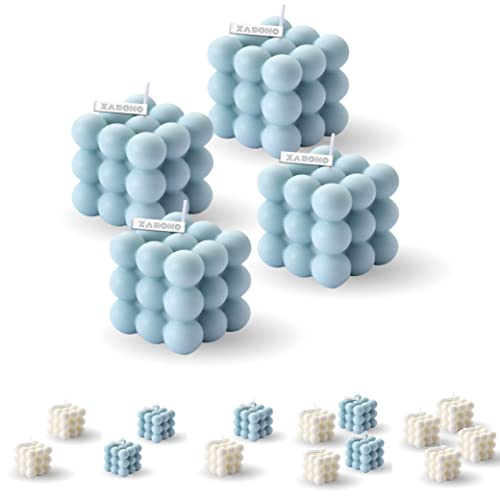 Xanobo 4Pcs - Aesthetic Bubble Candle Cute Decor Cube Shaped Candles Cool Candles for Fun and Aesthetic Shelf Décor (Blue)