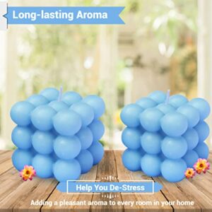 Xanobo 4Pcs - Aesthetic Bubble Candle Cute Decor Cube Shaped Candles Cool Candles for Fun and Aesthetic Shelf Décor (Blue)