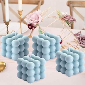 Xanobo 4Pcs - Aesthetic Bubble Candle Cute Decor Cube Shaped Candles Cool Candles for Fun and Aesthetic Shelf Décor (Blue)